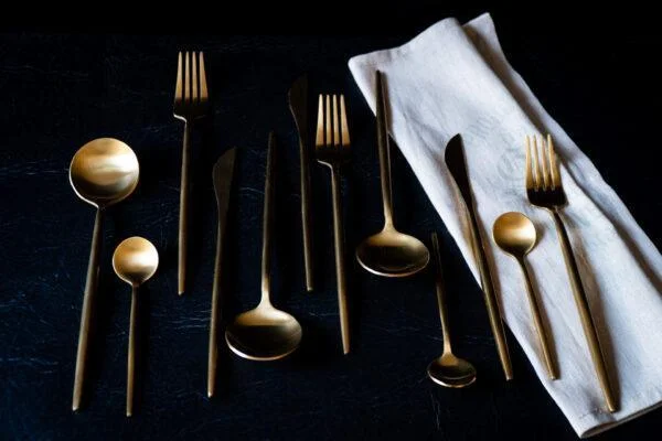 Set De Cubiertos De Acero Inoxidable Oro Im Diseno